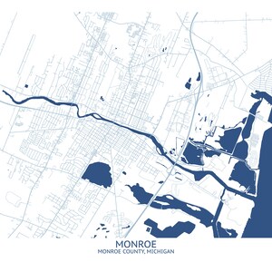 Monroe Michigan Map - Pittsburgh Map Company - Etsy