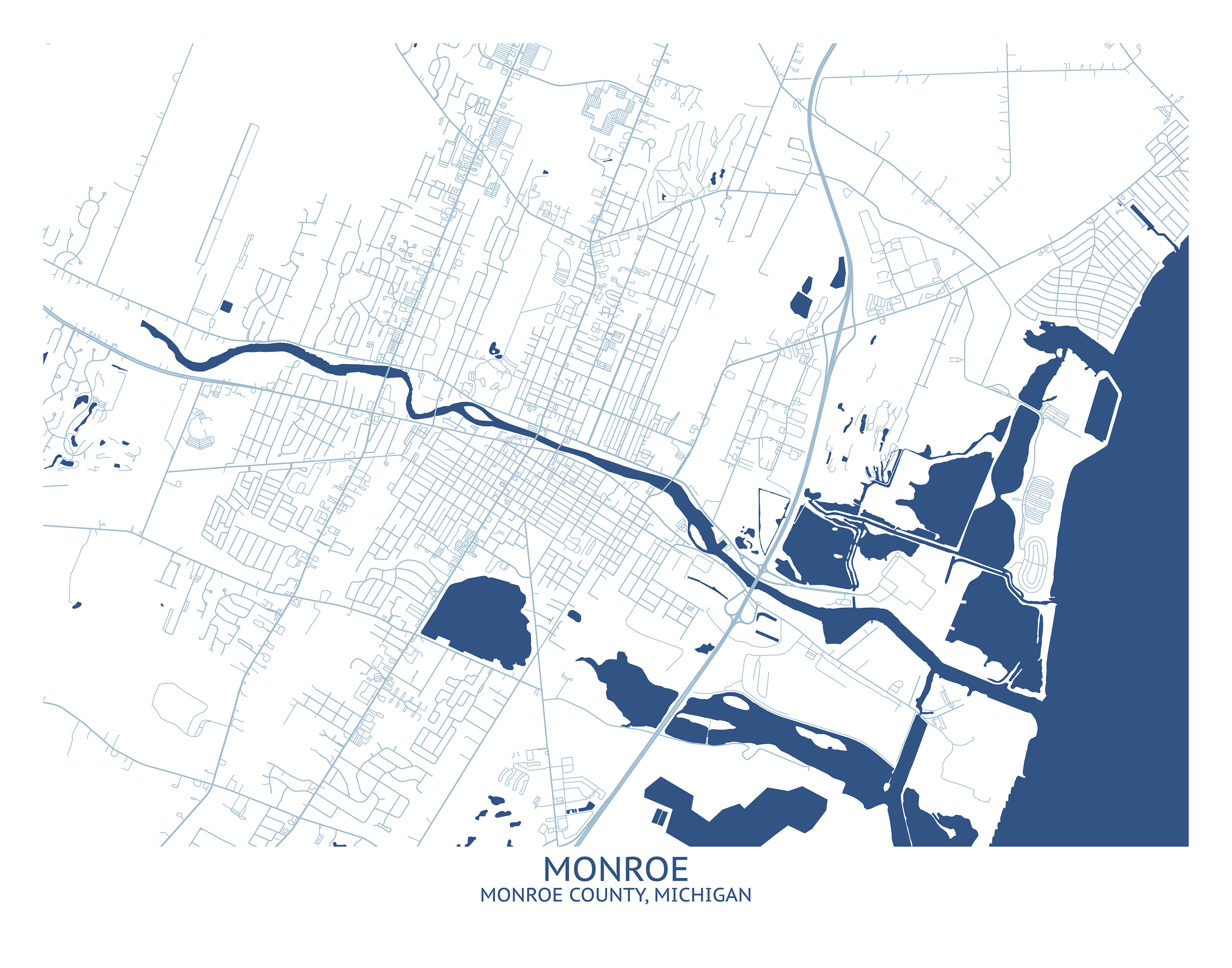 Monroe Michigan Map Pittsburgh Map Company - Etsy UK