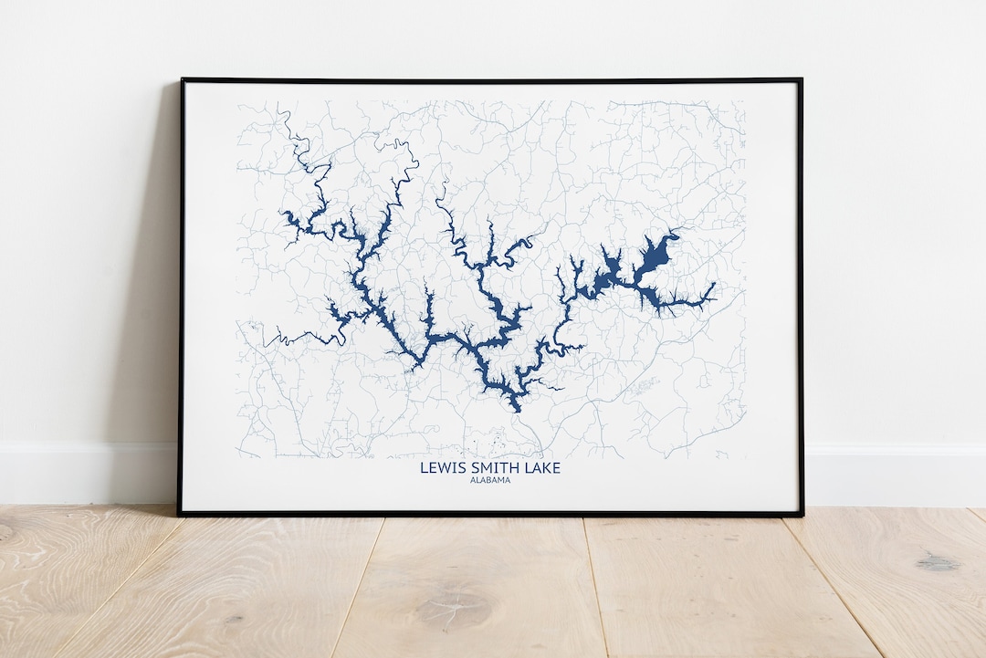 Lewis Smith Lake Alabama Map - Pittsburgh Map Company - Etsy