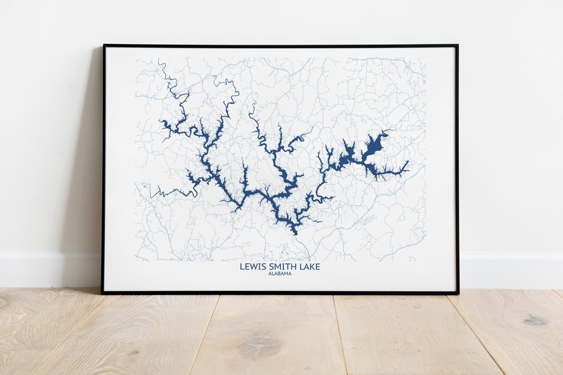 Lewis Smith Lake Alabama Map - Pittsburgh Map Company - Etsy