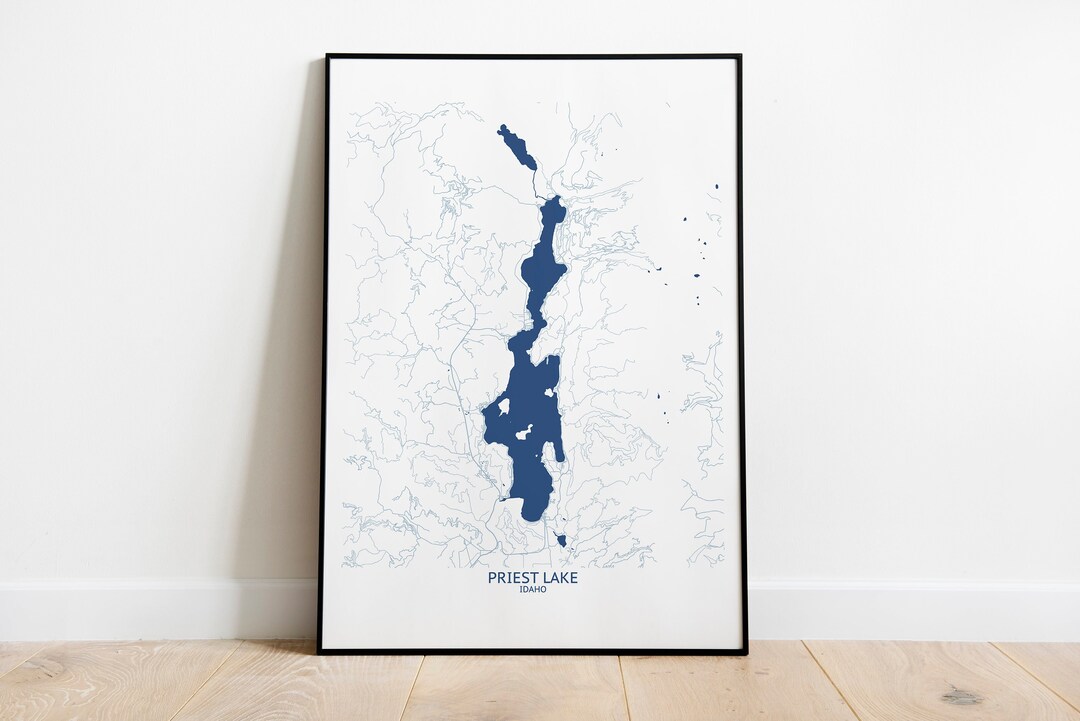 Priest Lake Idaho Map - Pittsburgh Map Company - Etsy