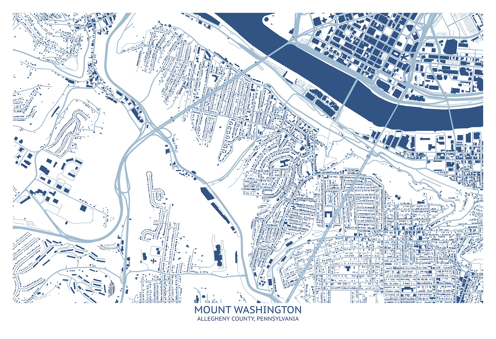 Mount Washington - Pittsburgh PA Map - Pittsburgh Map Company - Etsy