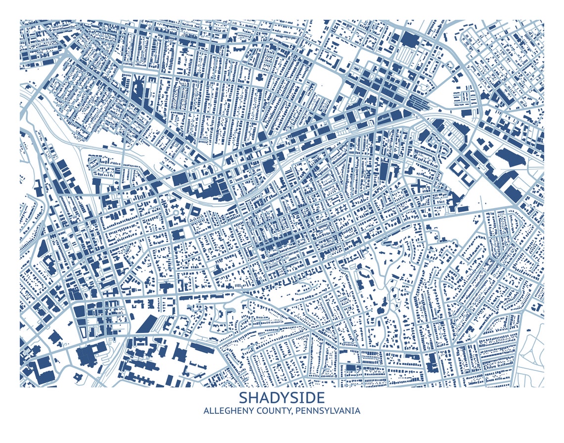 Shadyside - Pittsburgh PA Map - Pittsburgh Map Company - Etsy