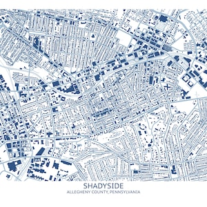 Shadyside - Pittsburgh PA Map - Pittsburgh Map Company - Etsy