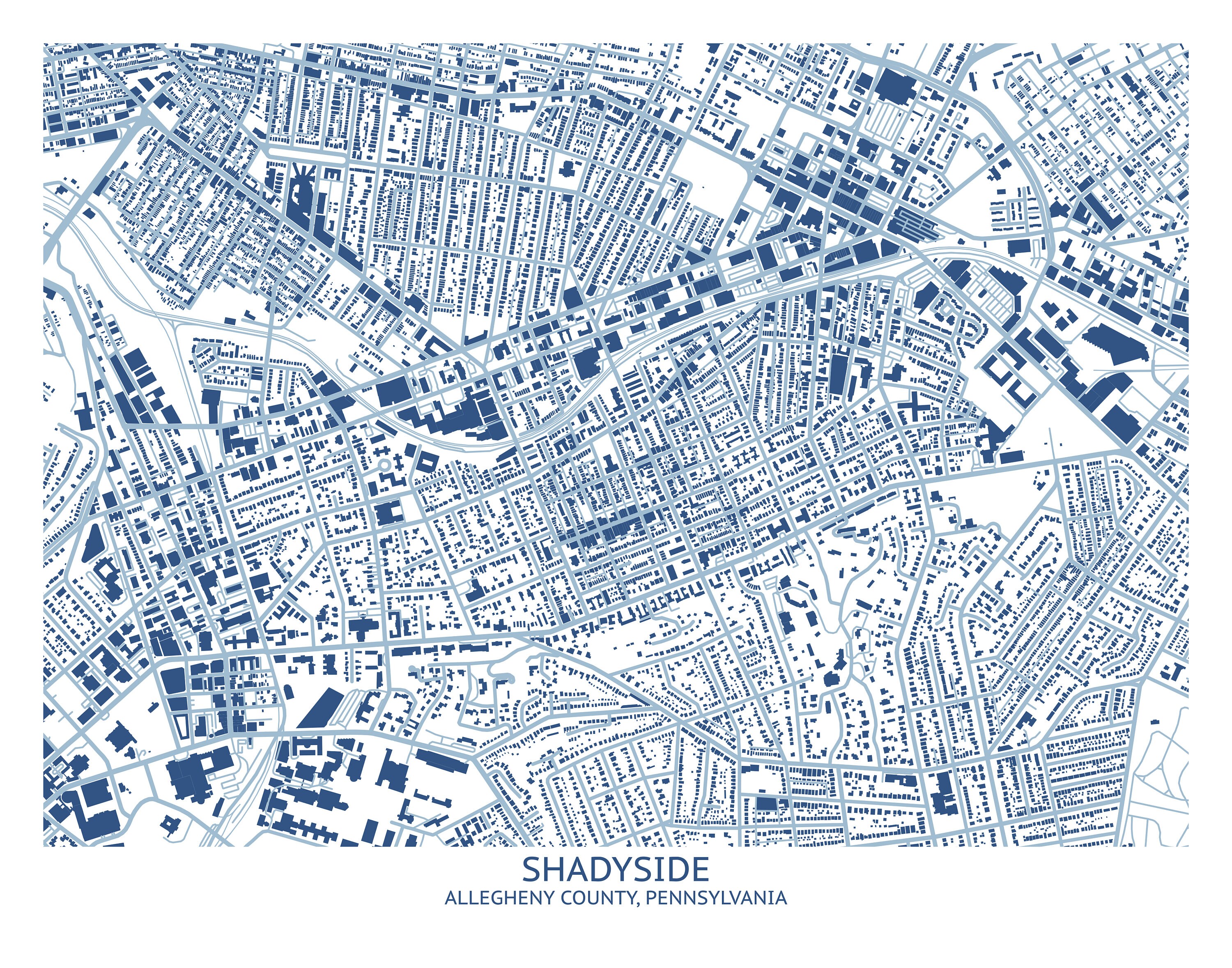 Shadyside - Pittsburgh PA Map - Pittsburgh Map Company - Etsy