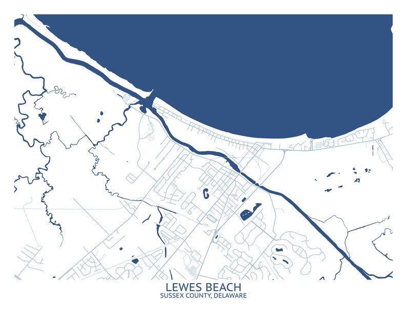Lewes Beach Delaware Map Pittsburgh Map Company - Etsy