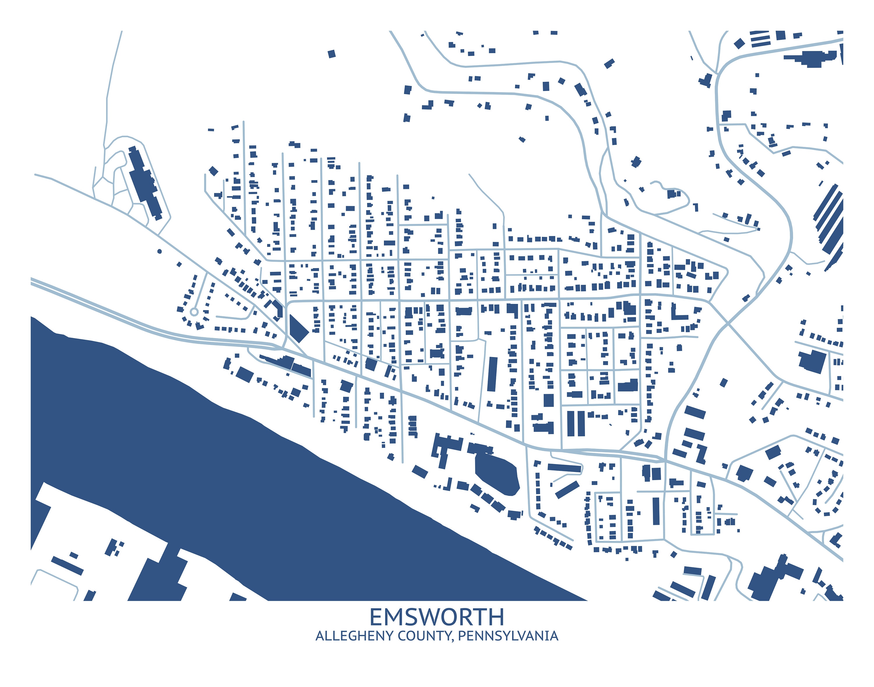 Emsworth PA Map - Pittsburgh Map Company - Etsy 日本