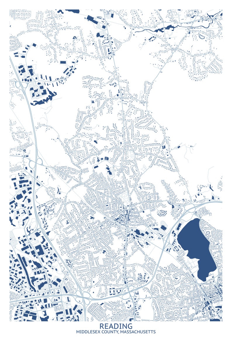 Reading MA Map Pittsburgh Map Company - Etsy