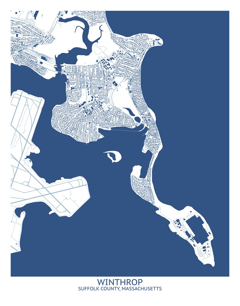 Winthrop MA Map - Pittsburgh Map Company - Etsy