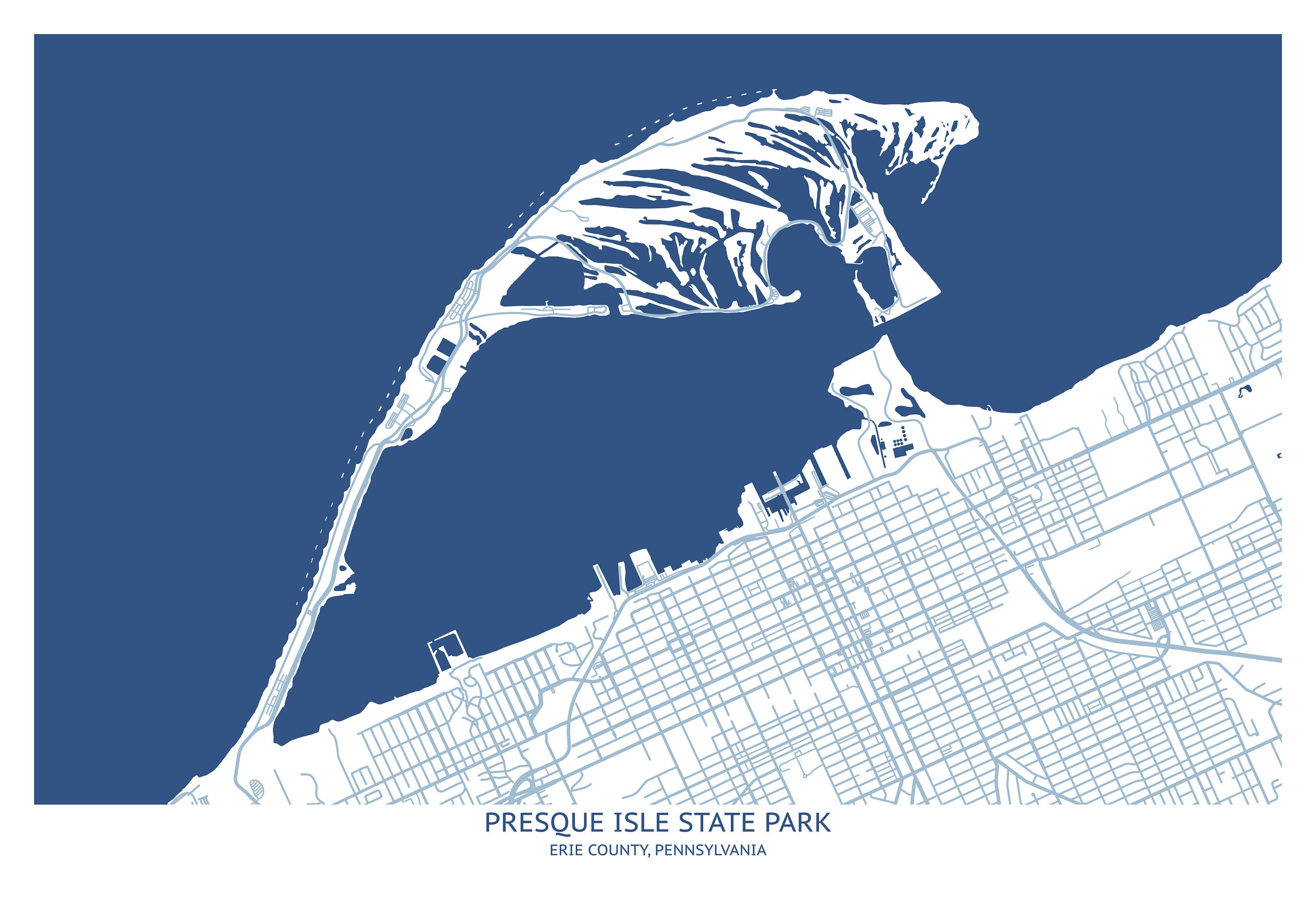 Presque Isle State Park Map - Pittsburgh Map Company - Etsy