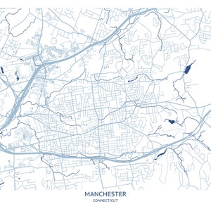 Manchester CT Street Map Pittsburgh Map Company | Etsy