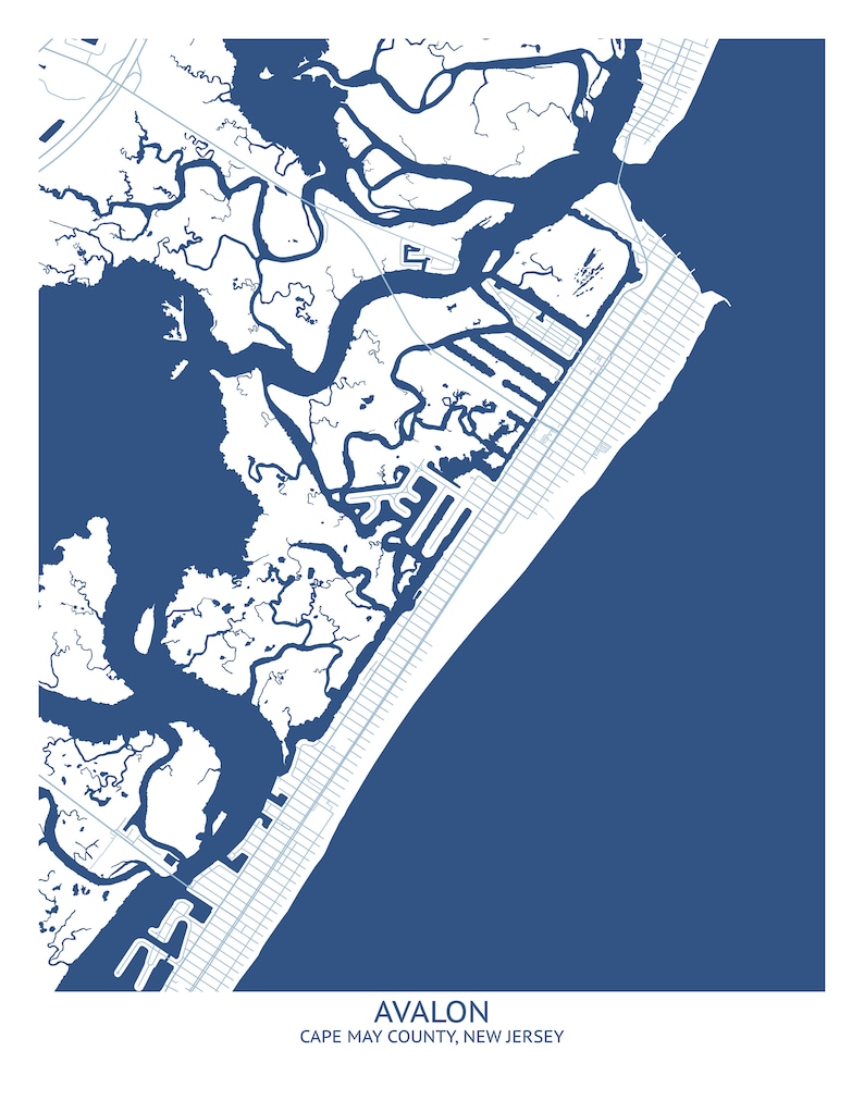 Avalon New Jersey Map Pittsburgh Map Company - Etsy
