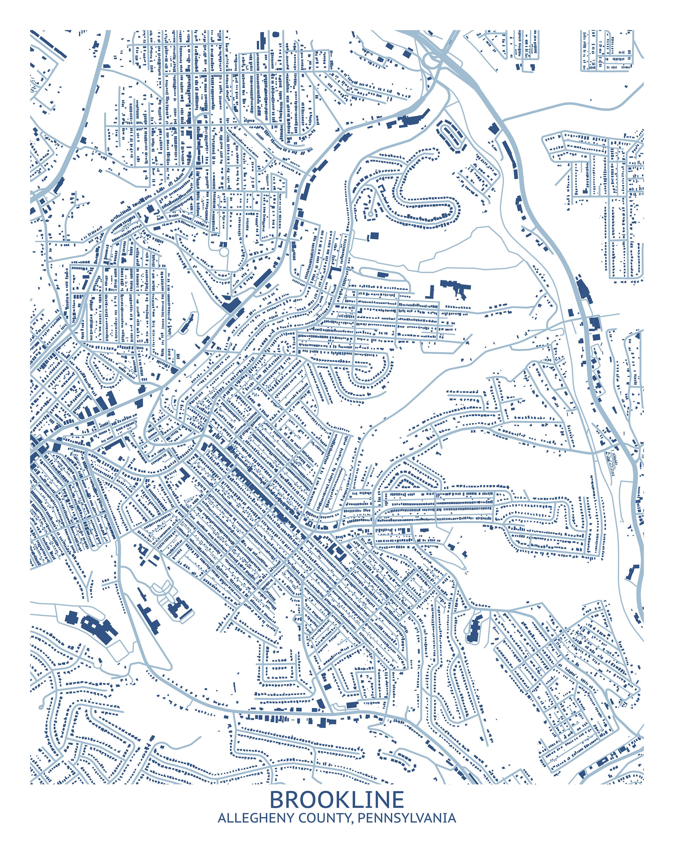 Brookline PA Map Pittsburgh Map Company - Etsy