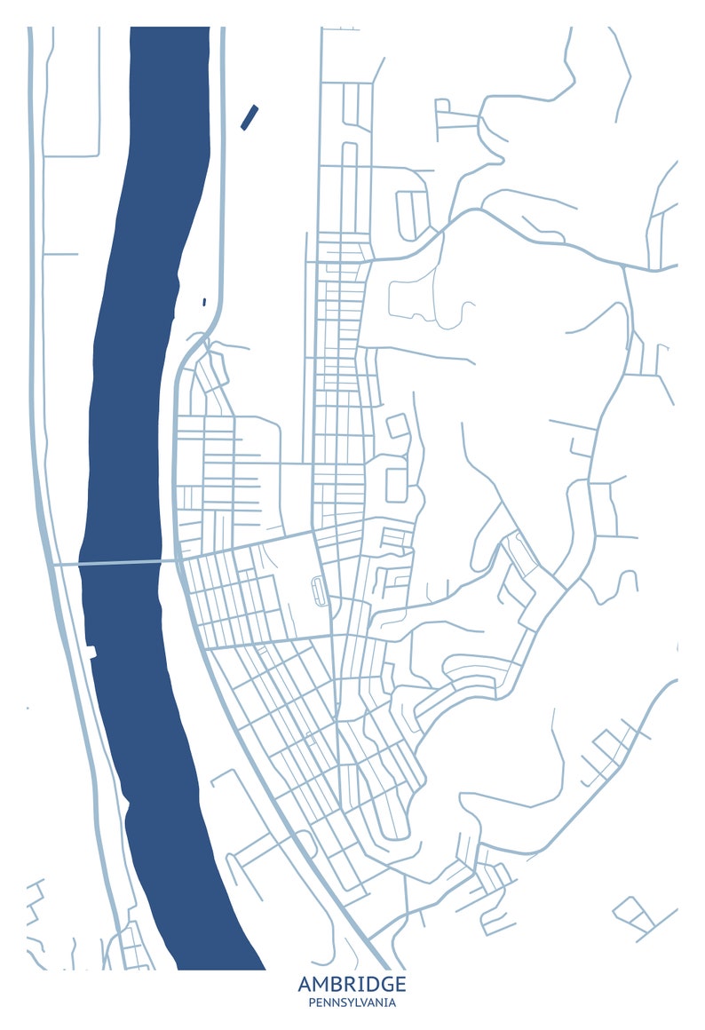 Ambridge PA Map Pittsburgh Map Company - Etsy