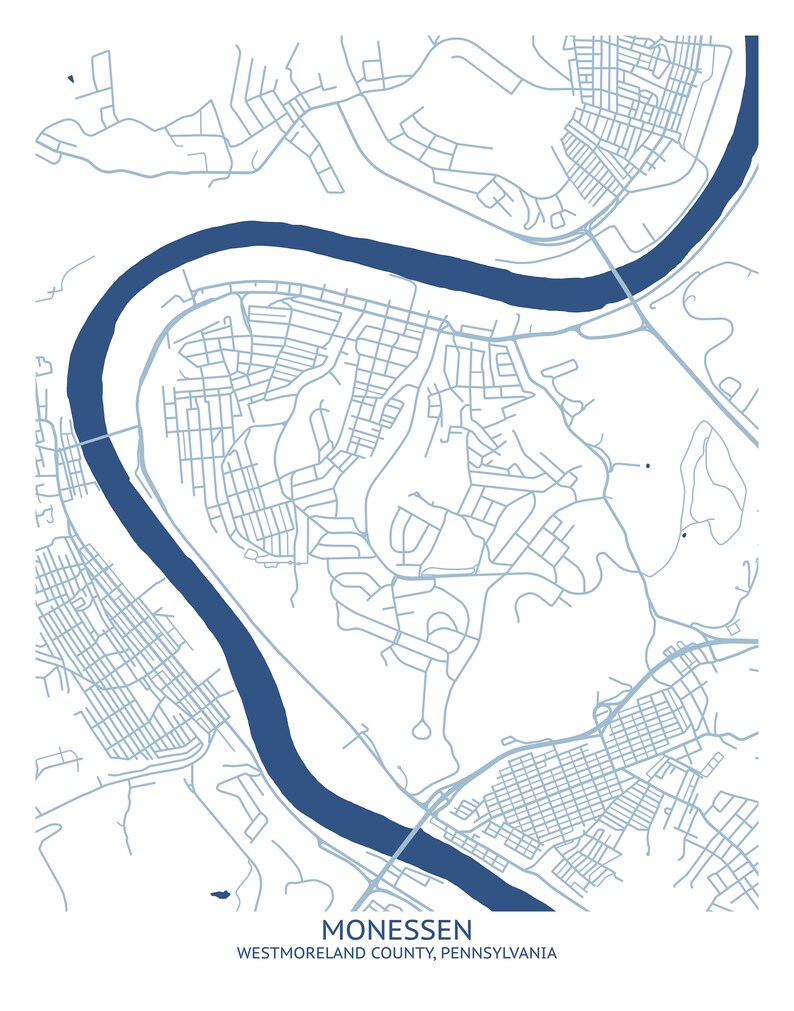 Monessen PA Map - Pittsburgh Map Company - Etsy