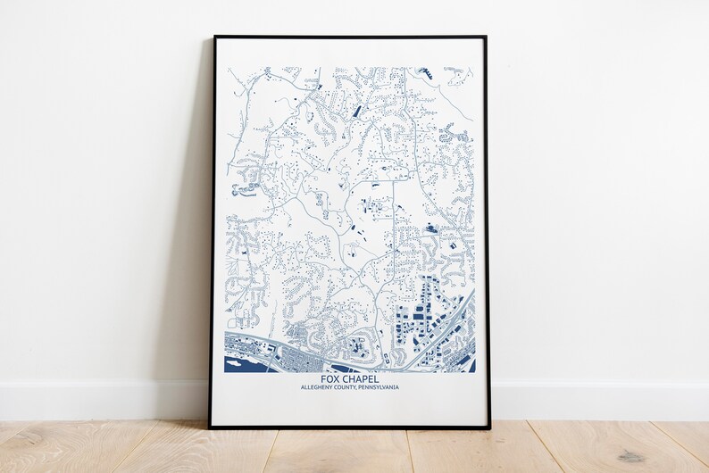 Fox Chapel PA Map - Pittsburgh Map Company - Etsy