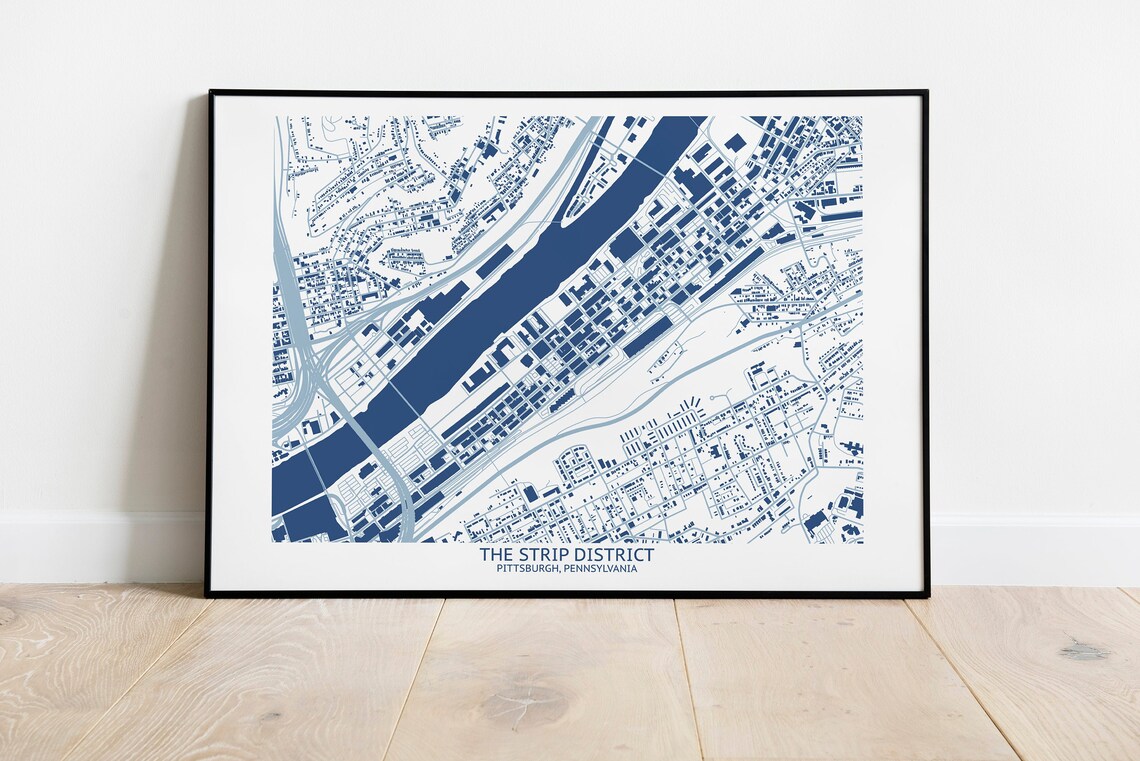 Pittsburgh Strip District Map Pittsburgh Map Company - Etsy