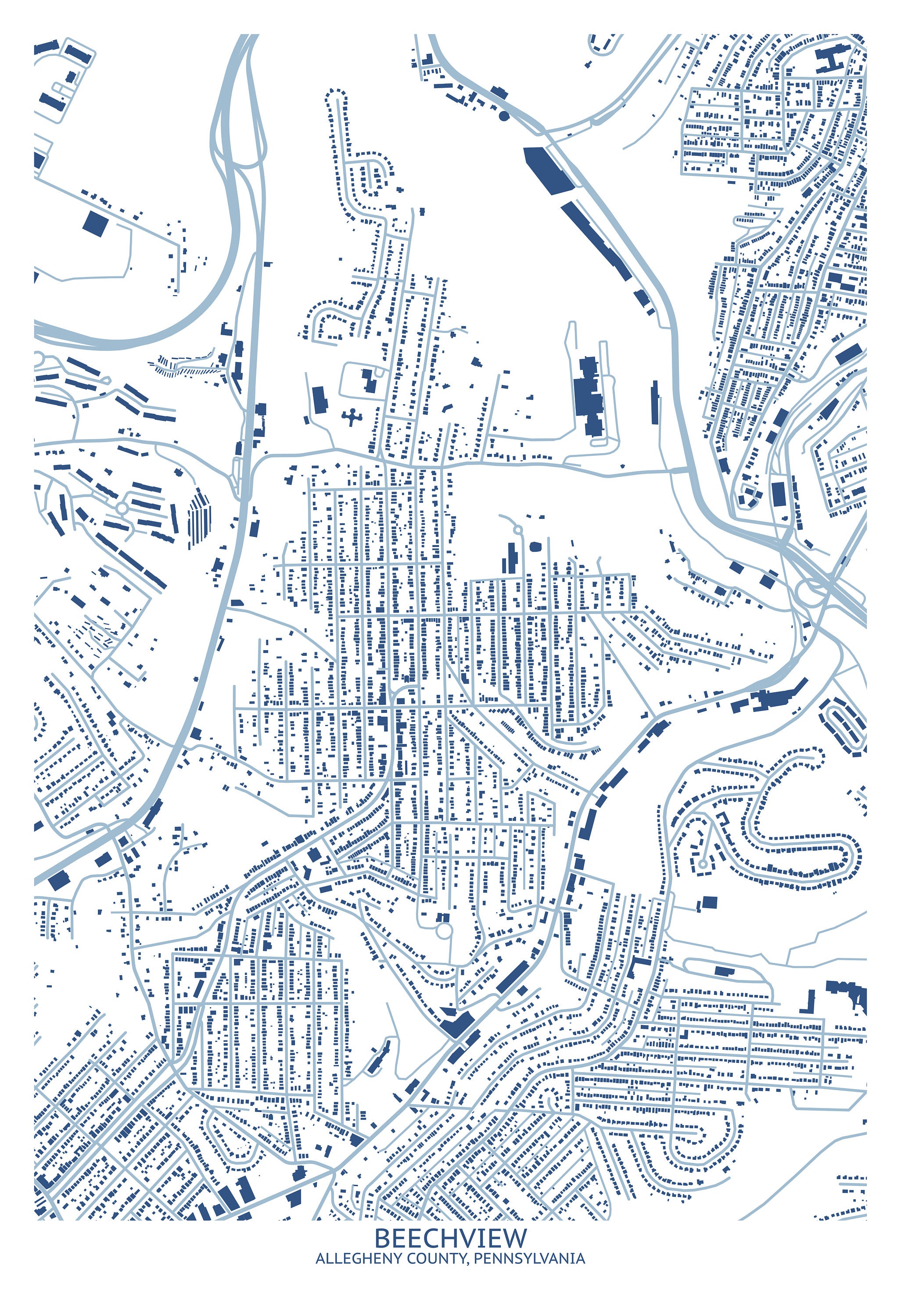 Beechview PA Map - Pittsburgh Map Company - Etsy