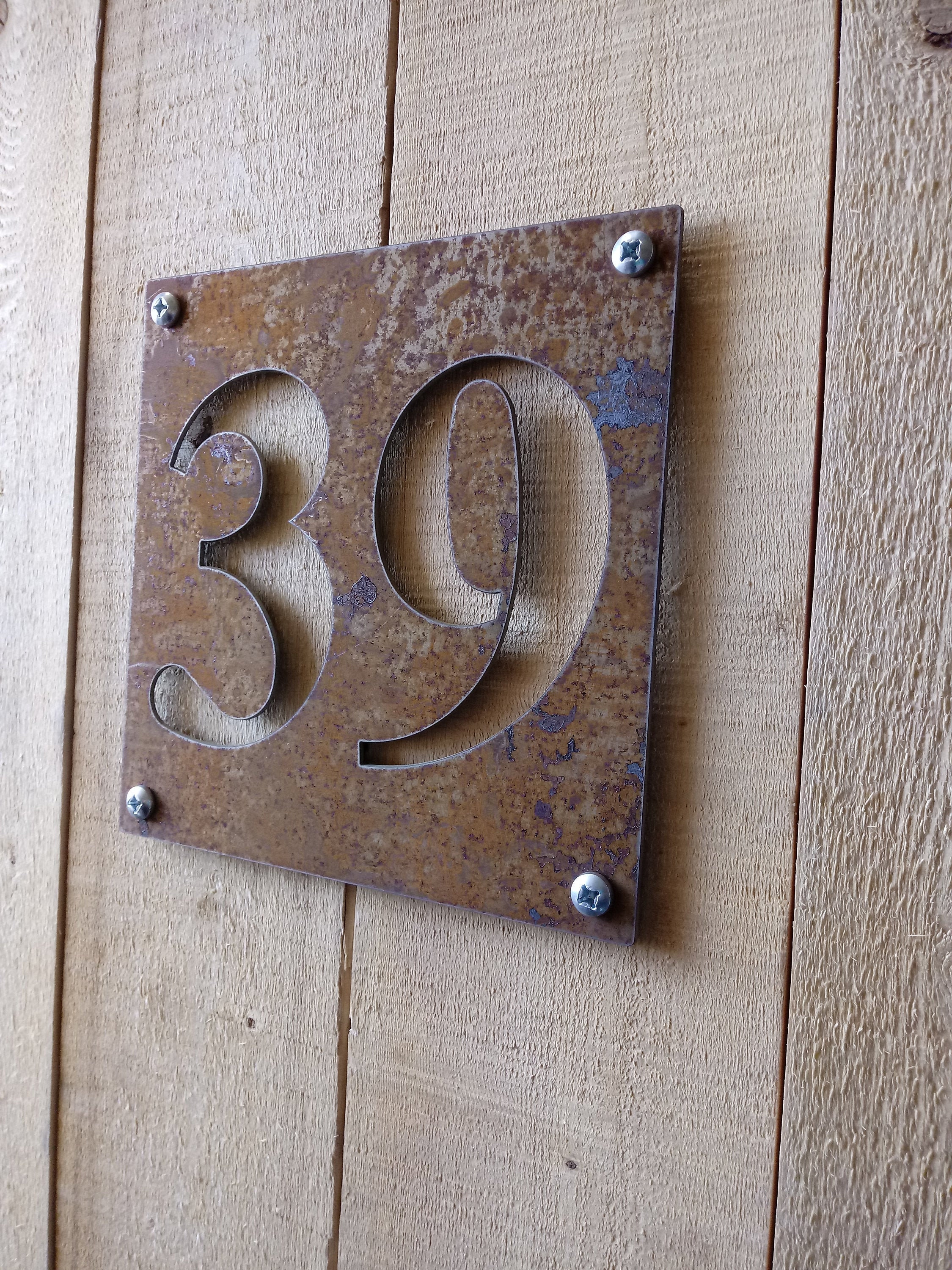 Square Rusted Steel Address Sign With Hardware - Etsy