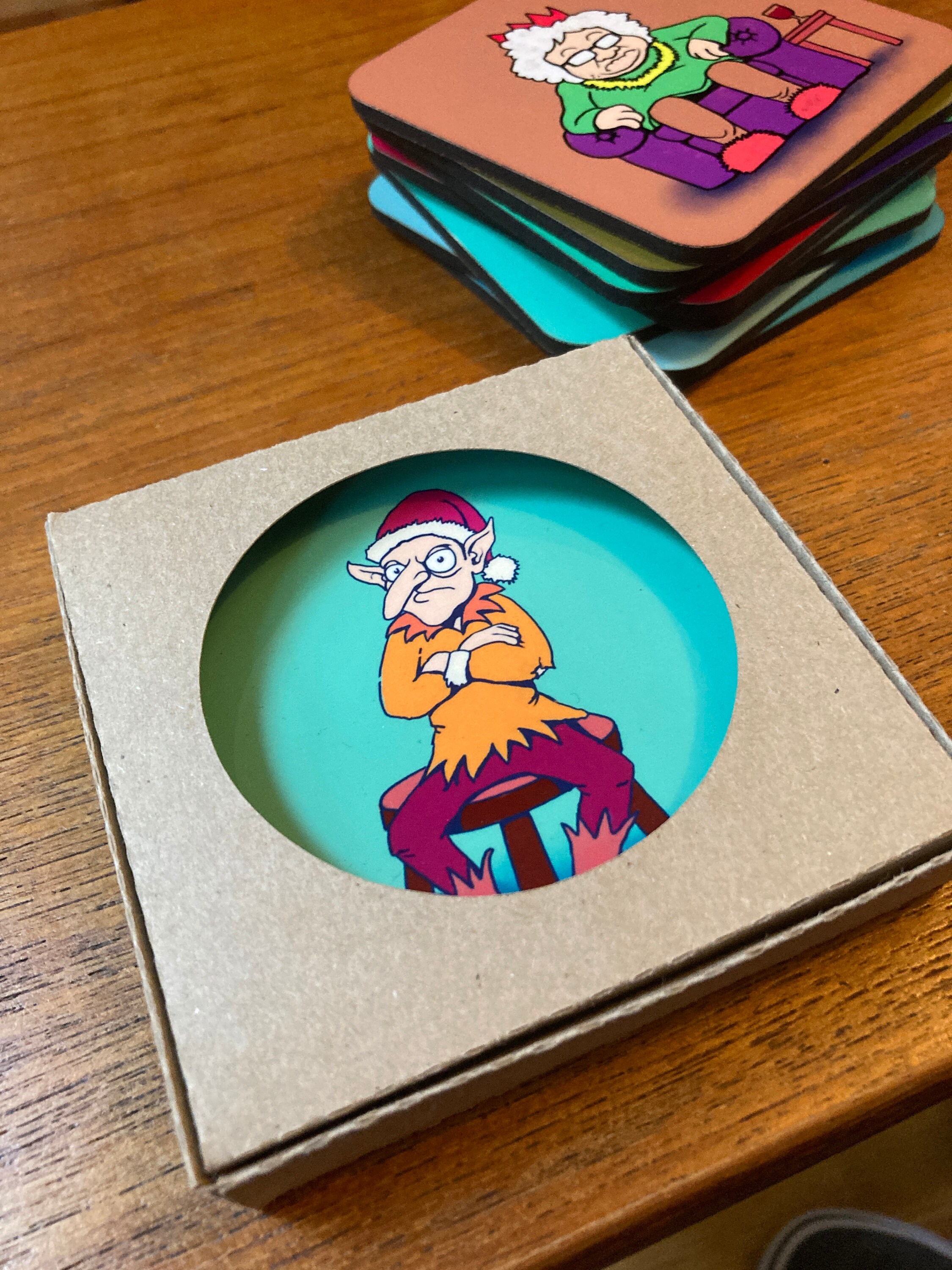 Grumpy Granny - Fun Festive Cartoon Coaster, Printed High Quality With ...