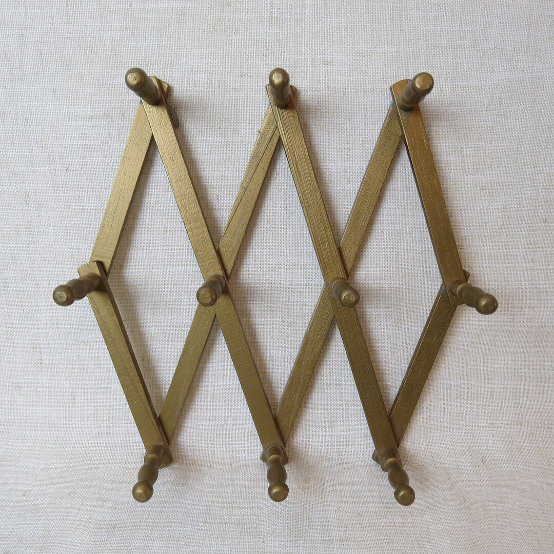 Vintage Wood Accordion Wall Rack Expandable Gold Wall - Etsy