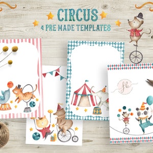 Circus Invitation Printable Template Birthday Bear Elephant Panda Baby ...