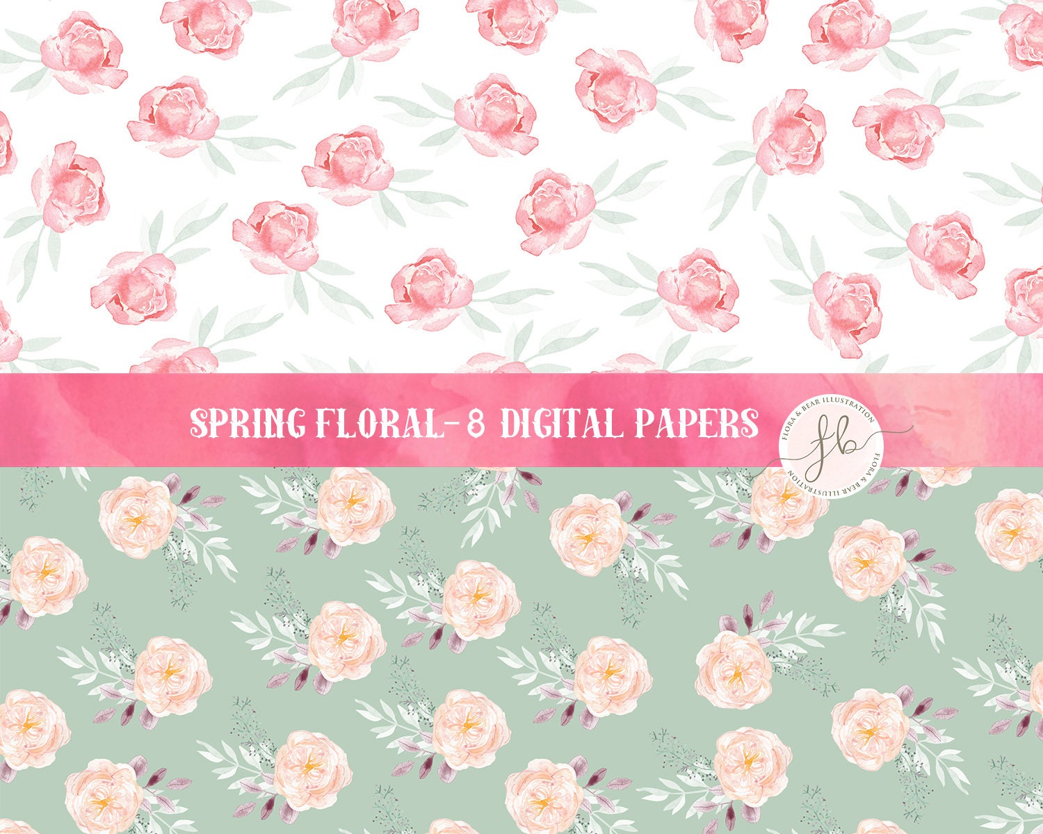 Digital Paper Downloadable Prints Digital Print Pattern Flower | Etsy