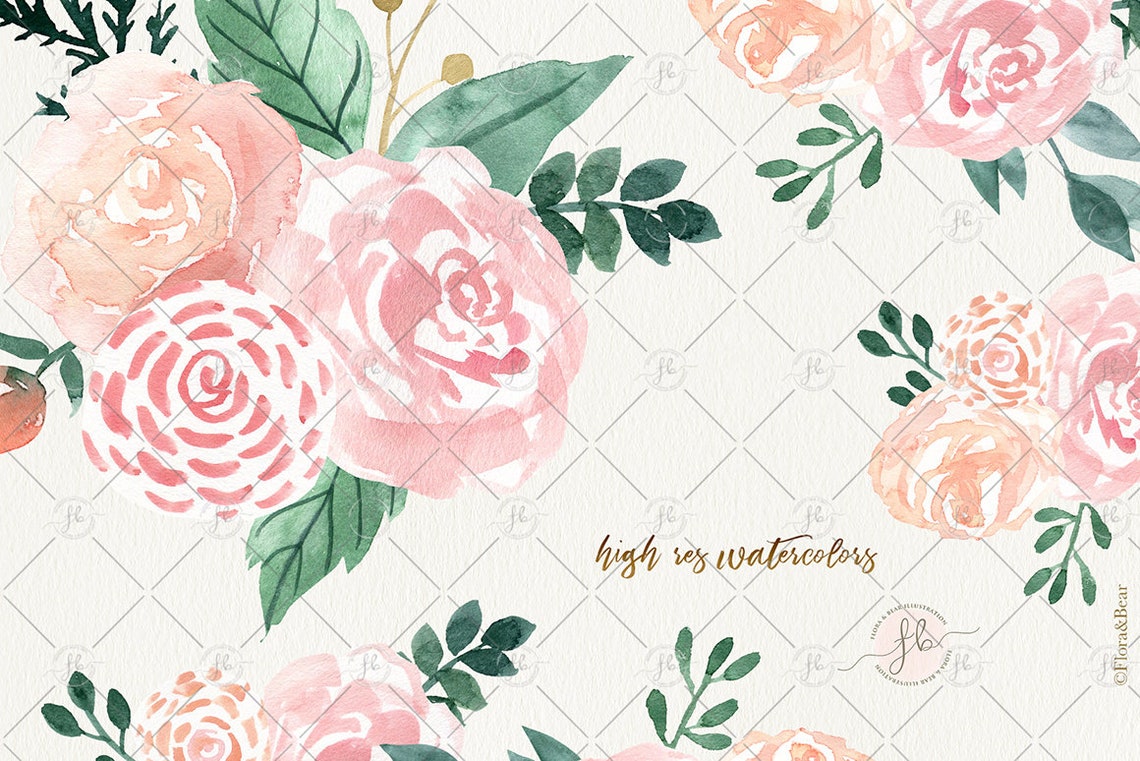 Boho Flowers Watercolor Clipart Floral Clipart Digital Download Planner ...