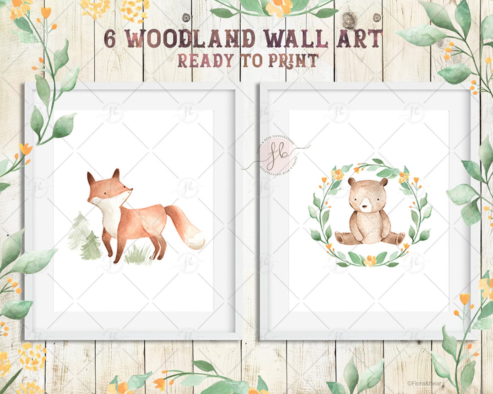 Woodland Watercolor Wall Art Nursery Decor Forest Animals - Etsy