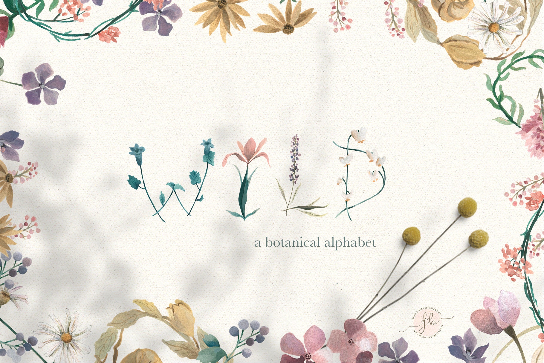 Botanical Alphabet Letters Clipart Set - Etsy