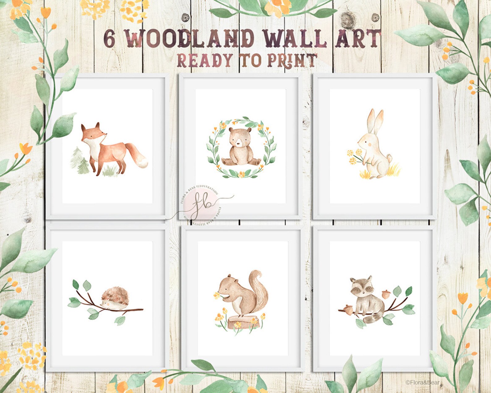 Woodland Watercolor Wall Art Nursery Decor Forest Animals - Etsy