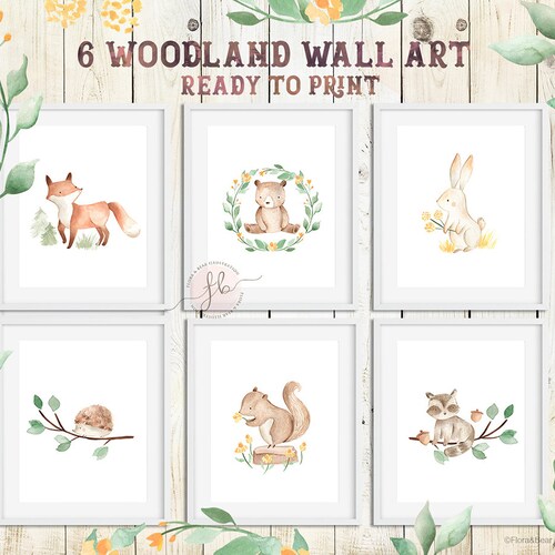 Woodland Watercolor Wall Art Nursery Decor Forest Animals - Etsy