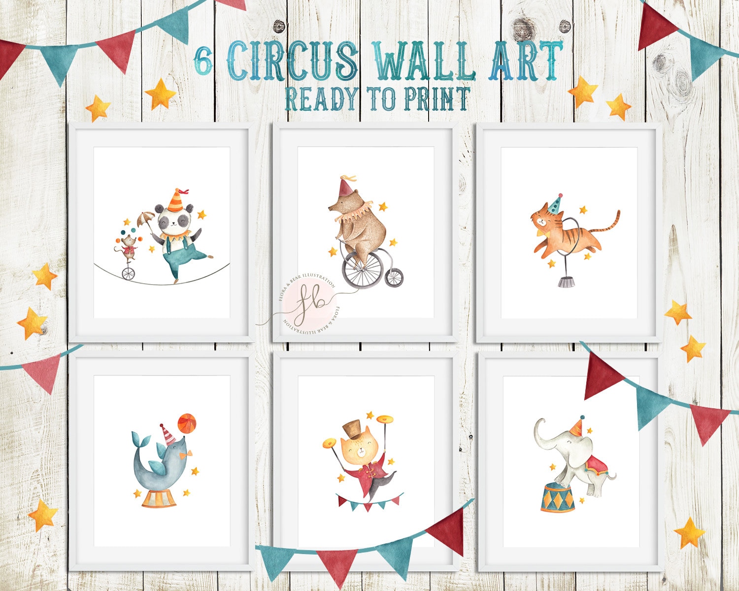 Circus Downloadable Prints Nursery Wall Art Printable Digital Download ...