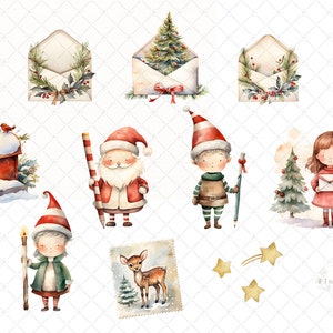 Santa's Letters Christmas Watercolor Clipart - Etsy