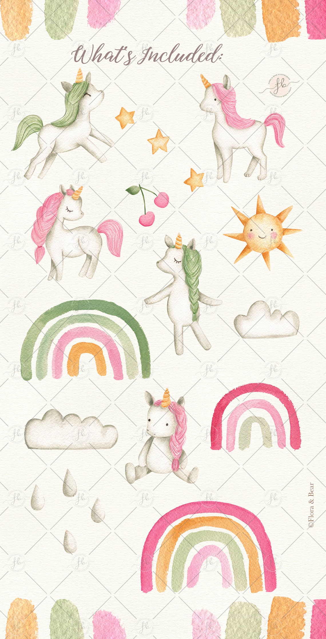 Baby Unicorns Watercolor Clipart Nursery Printable - Etsy