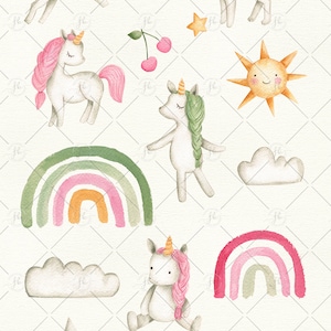Baby Unicorns Watercolor Clipart Nursery Printable - Etsy