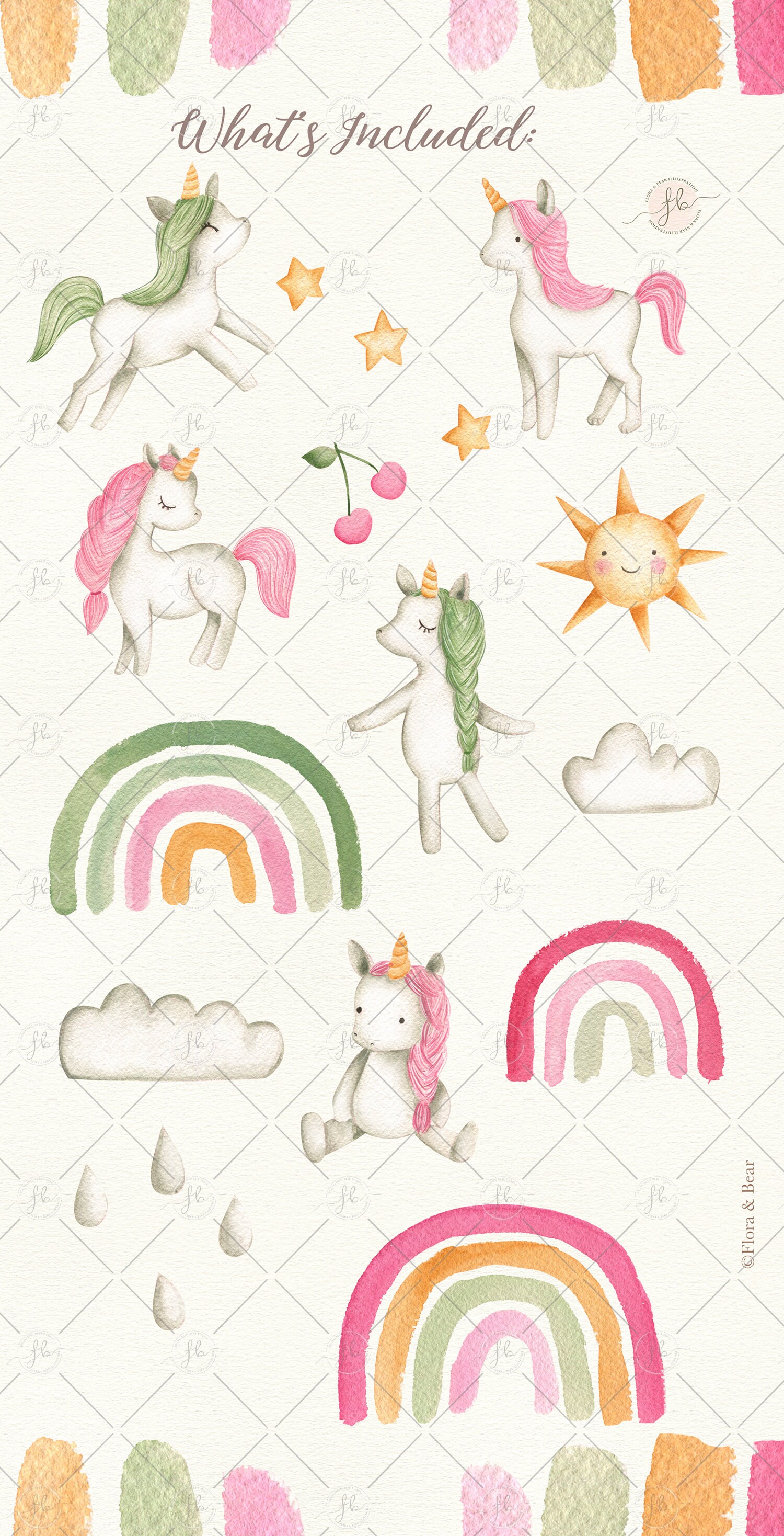 Baby Unicorns Watercolor Clipart Nursery Printable - Etsy