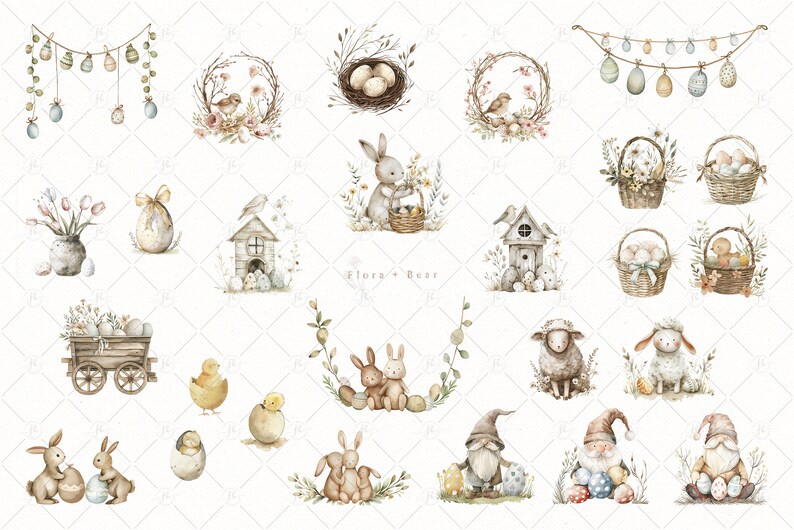 Easter Watercolor Clipart Set , Spring Animals , Rabbit, Bunny ...