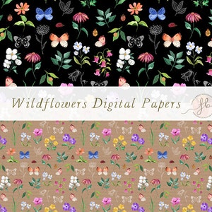 Wildflowers Flower Digital Paper Watercolor Clipart Digital Download ...