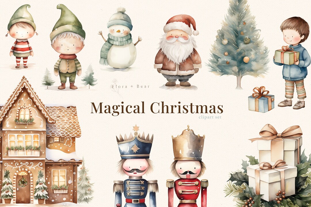 Magical Christmas Watercolor Clipart Set - Etsy