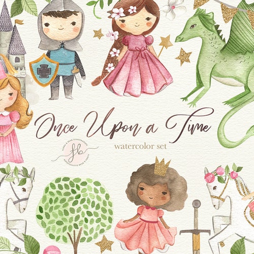 Dragon Watercolor Clipart Knight Digital Clipart Fairy Tale - Etsy