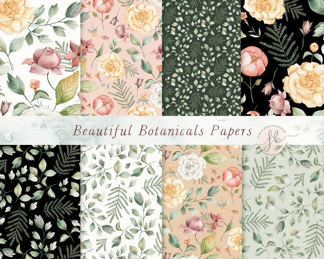 Floral Pattern Digital Paper Botanical Planner Printable Instant ...