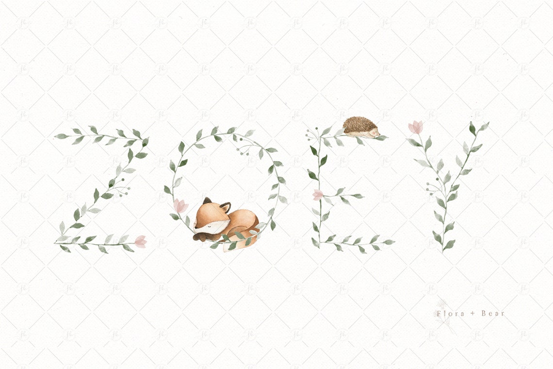 The Woodland Alphabet Watercolor Set - Etsy