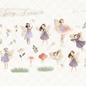 Spring Fairies Watercolor Clipart, Fairy Garden, Flower Fairies - Etsy