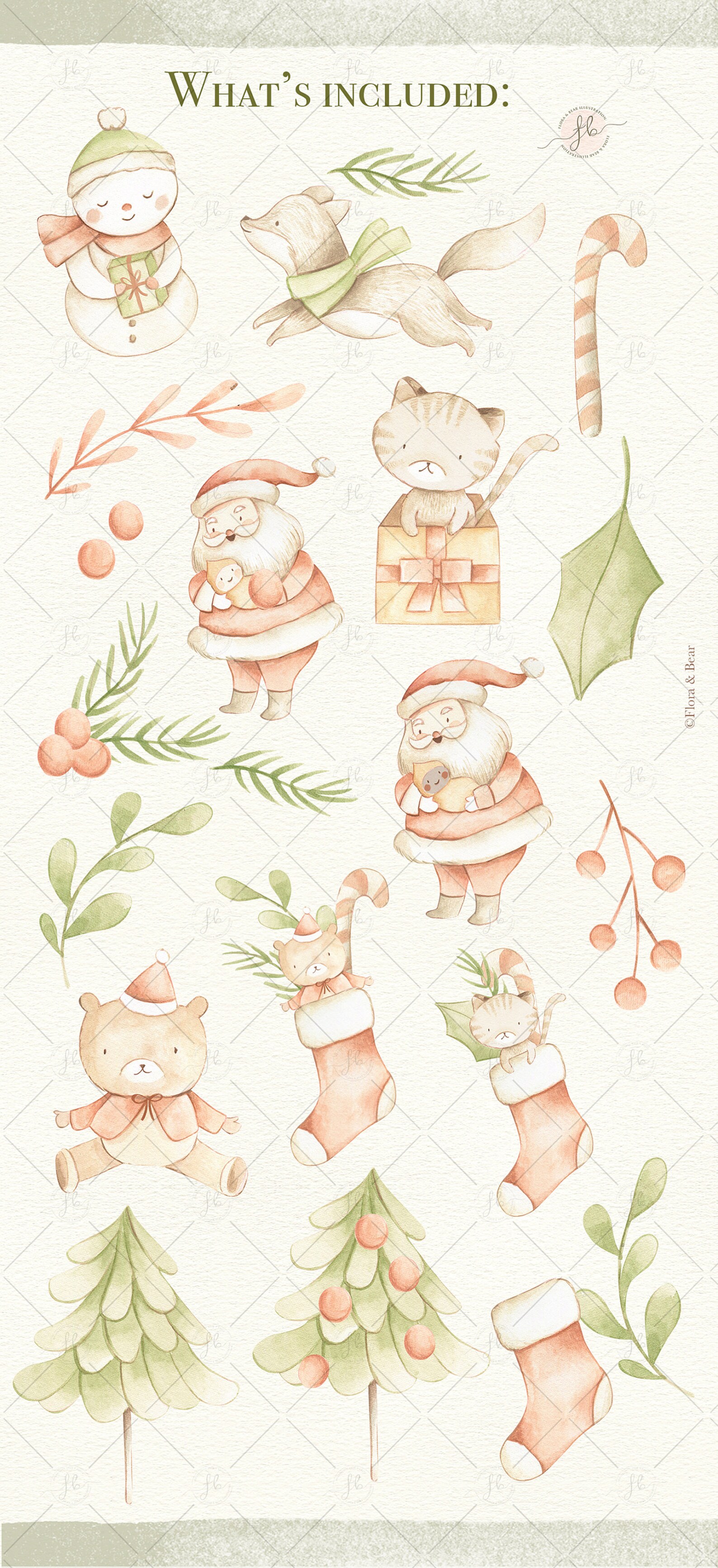 Watercolor Clipart Baby First Christmas Santa Claus Snowman - Etsy