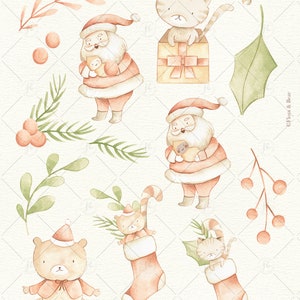 Watercolor Clipart Baby First Christmas Santa Claus Snowman Winter ...