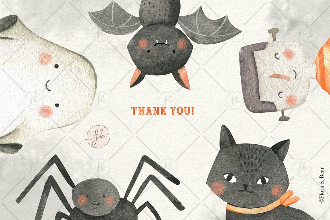 Halloween Watercolor Clipart Cute Fall Pumpkin Autumn Clipart - Etsy