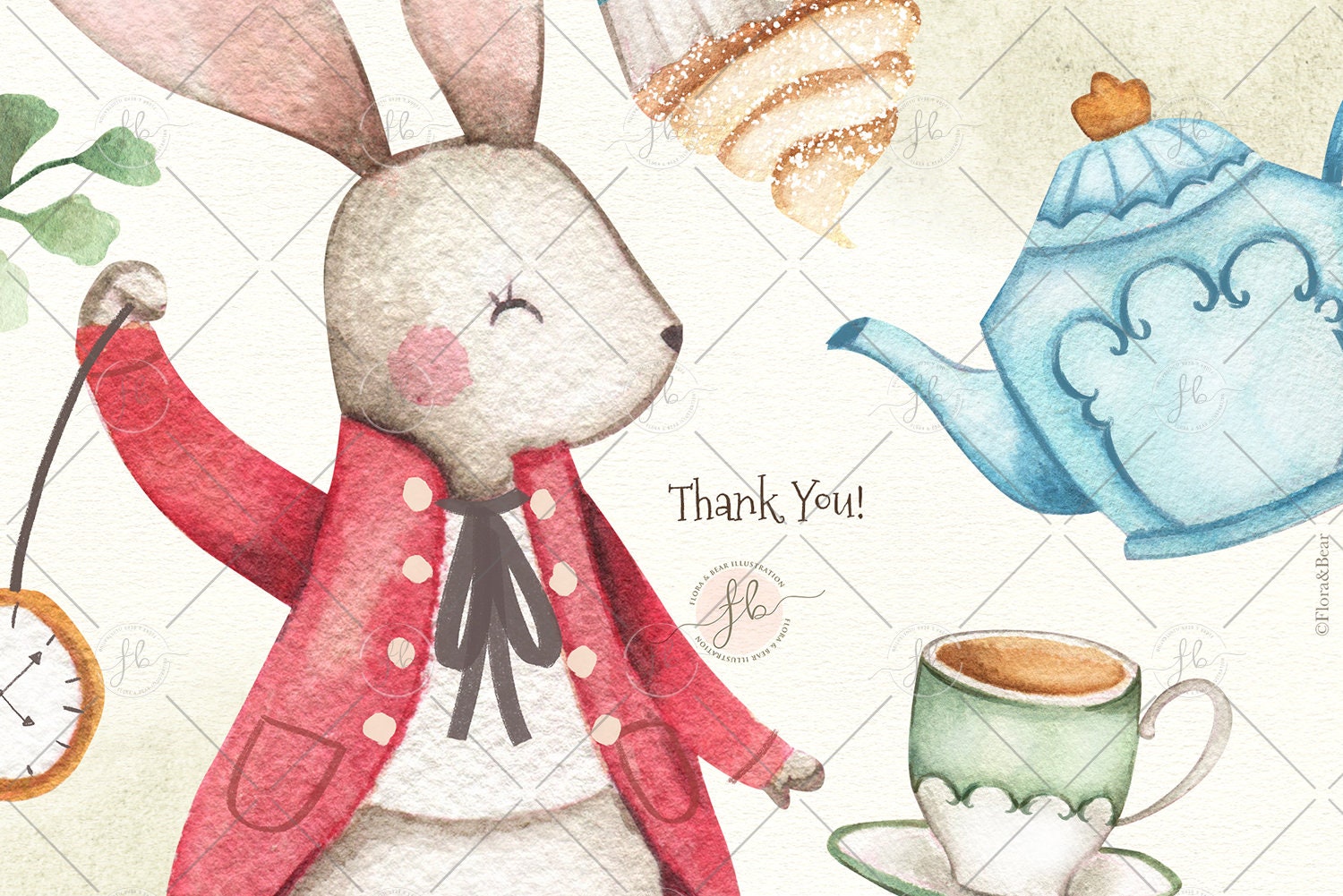 Alice in Wonderland Tea Party Watercolor Clipart - Etsy