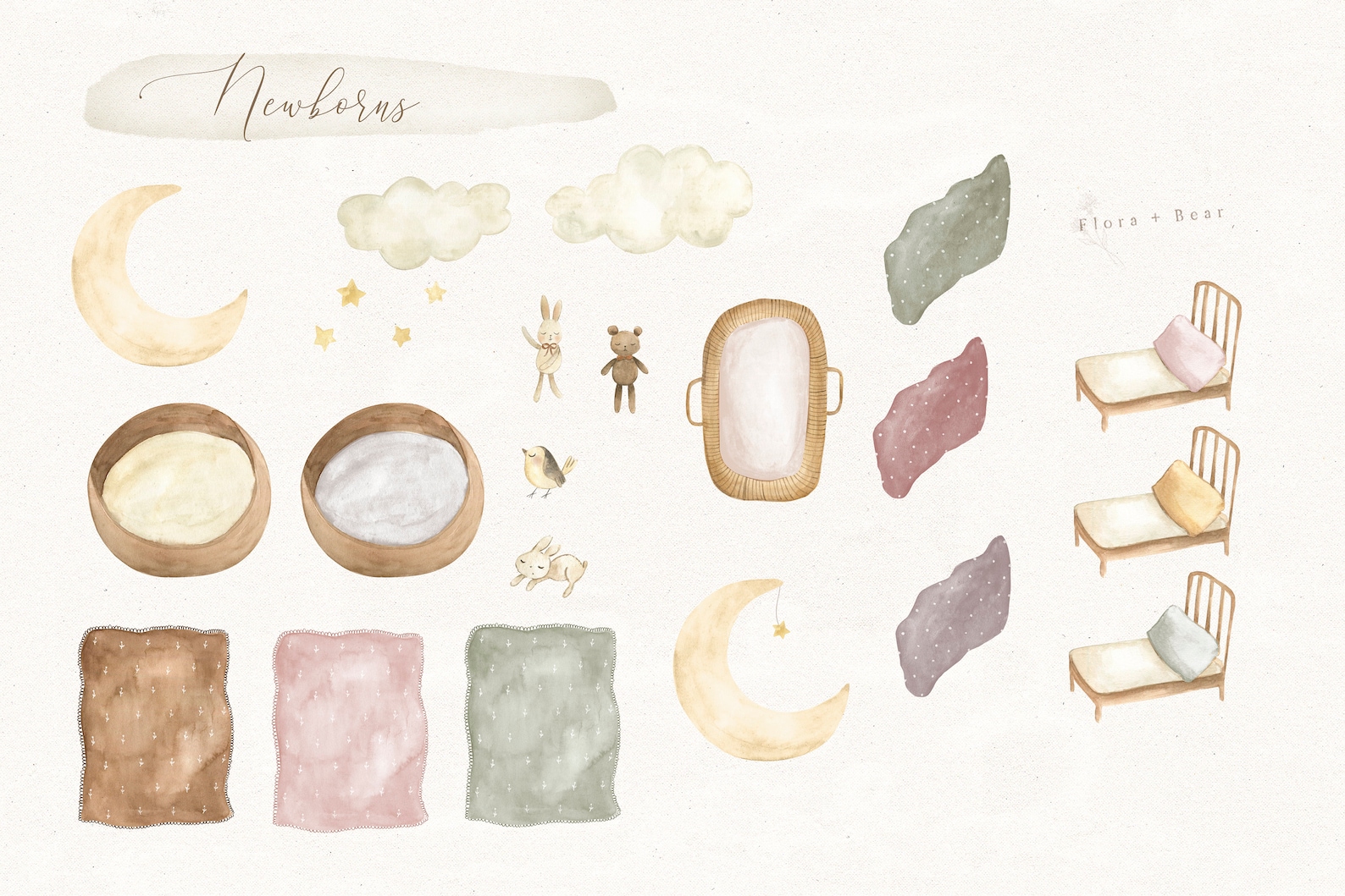 Newborn Baby Watercolor Clipart - Etsy