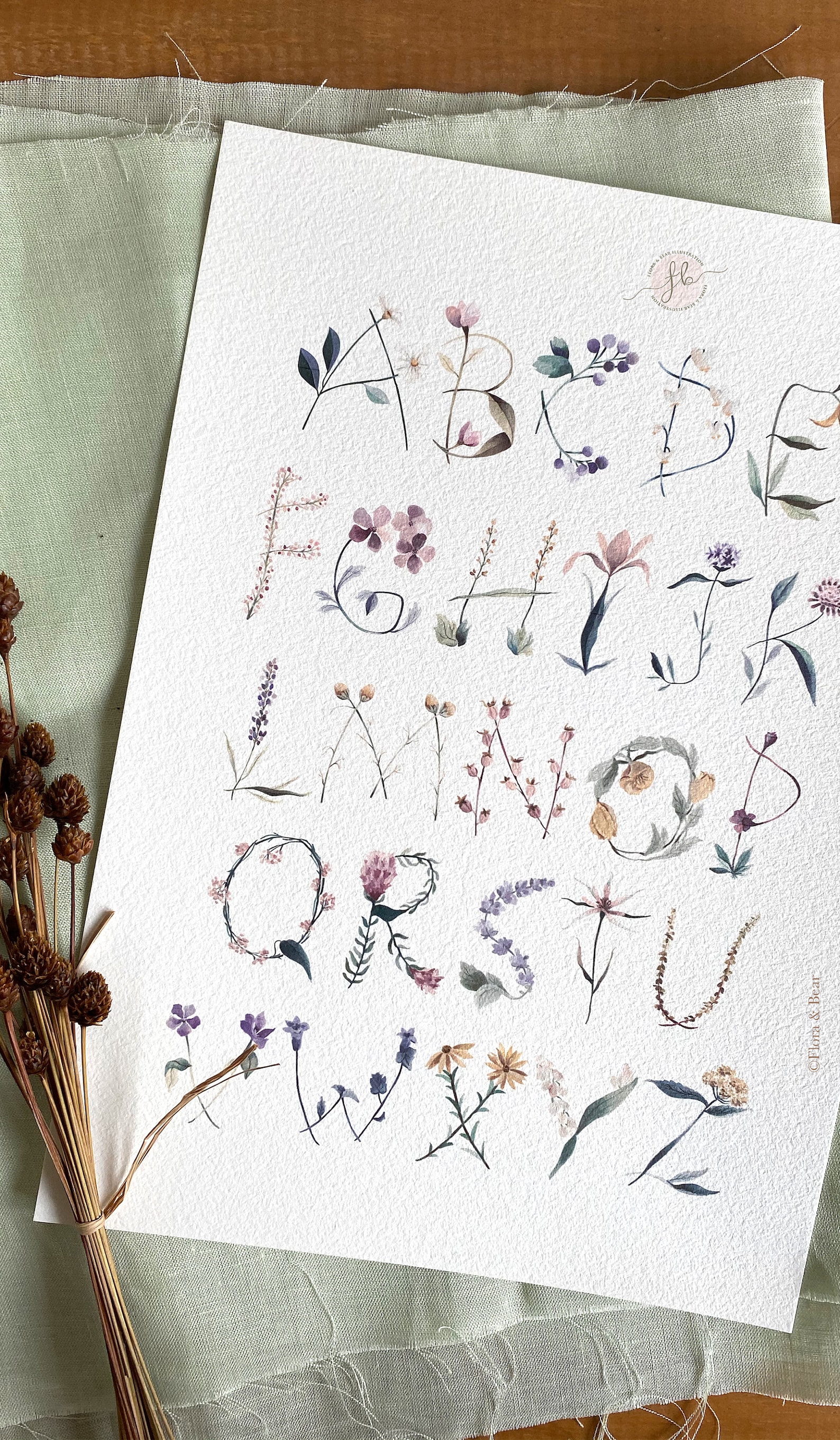 Botanical Alphabet Letters Clipart Set - Etsy